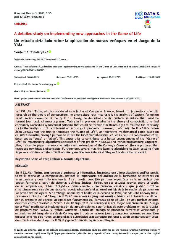 (PDF) A detailed study on implementing new approaches in the Game of Life