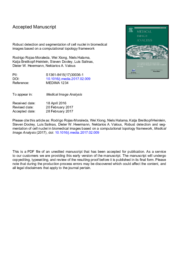 Pdf Robust Detection And Segmentation Of Cell Nuclei In Biomedical Images Based On A 