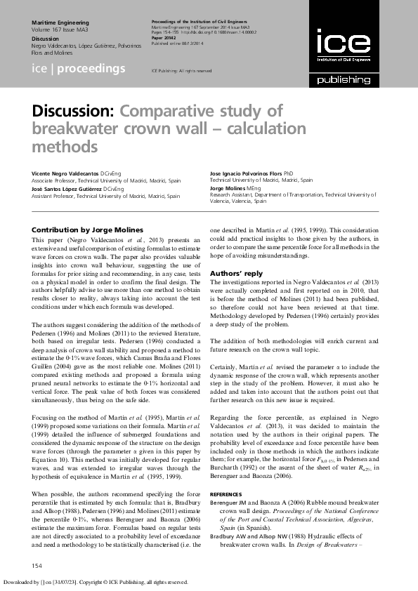 (PDF) Discussion: Comparative study of breakwater crown wall ...