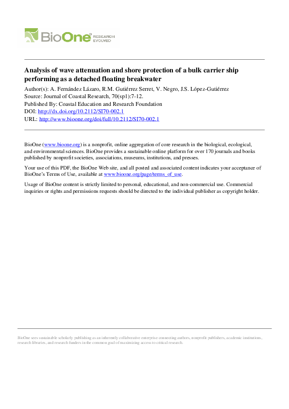 Pdf Analysis Of Wave Attenuation And Shore Protection Of A Bulk Carrier Ship Performing As A