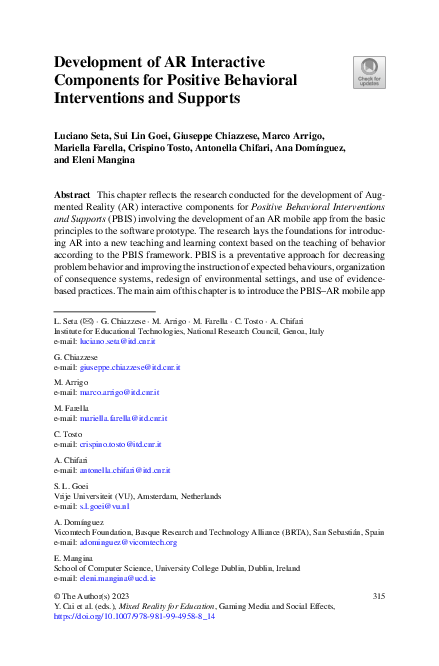 (PDF) Development of AR Interactive Components for Positive Behavioral ...