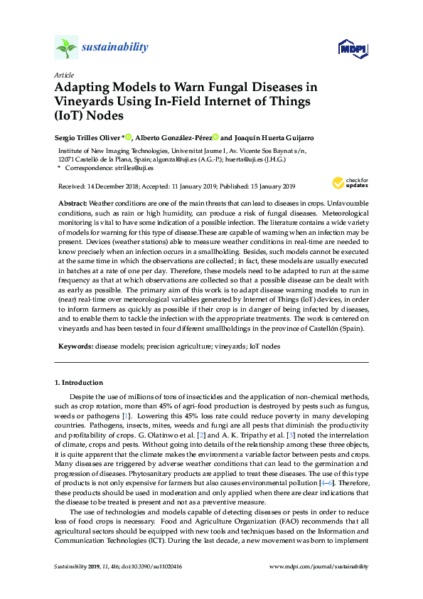 (PDF) Adapting Models to Warn Fungal Diseases in Vineyards Using In-Field Internet of Things ...