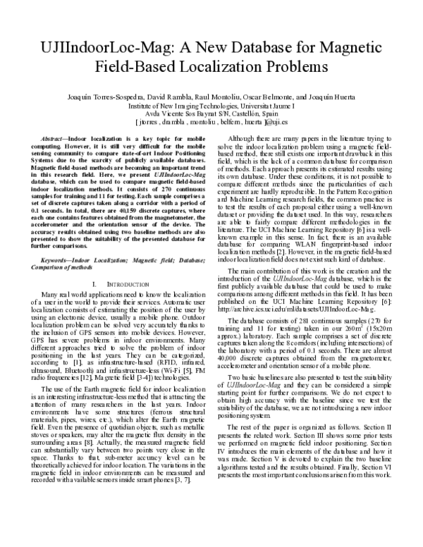 (PDF) UJIIndoorLoc-Mag: A new database for magnetic field-based ...