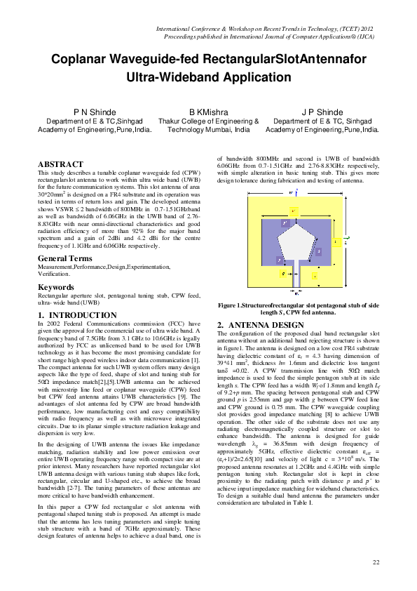 (PDF) Coplanar Waveguide-fed Rectangular Slot Antenna for Ultra ...