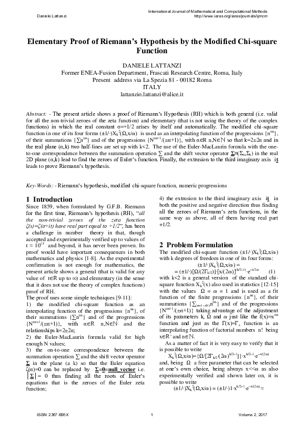 (PDF) An Elementary Proof of Riemann’s Hypothesis by the Modified Chi ...