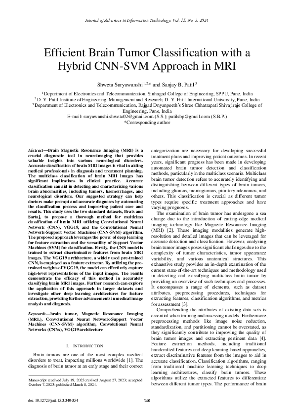 (PDF) Efficient Brain Tumor Classification with a Hybrid CNN-SVM Approach in MRI