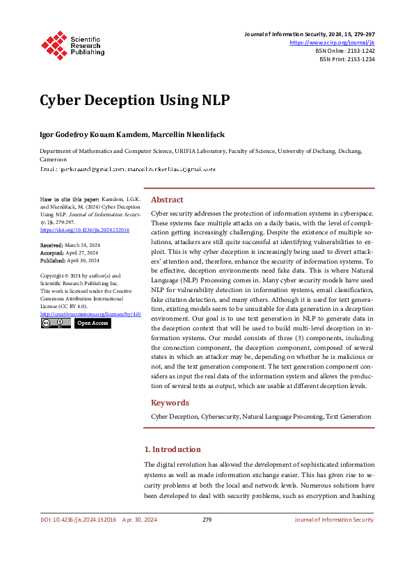 (PDF) Cyber Deception Using NLP
