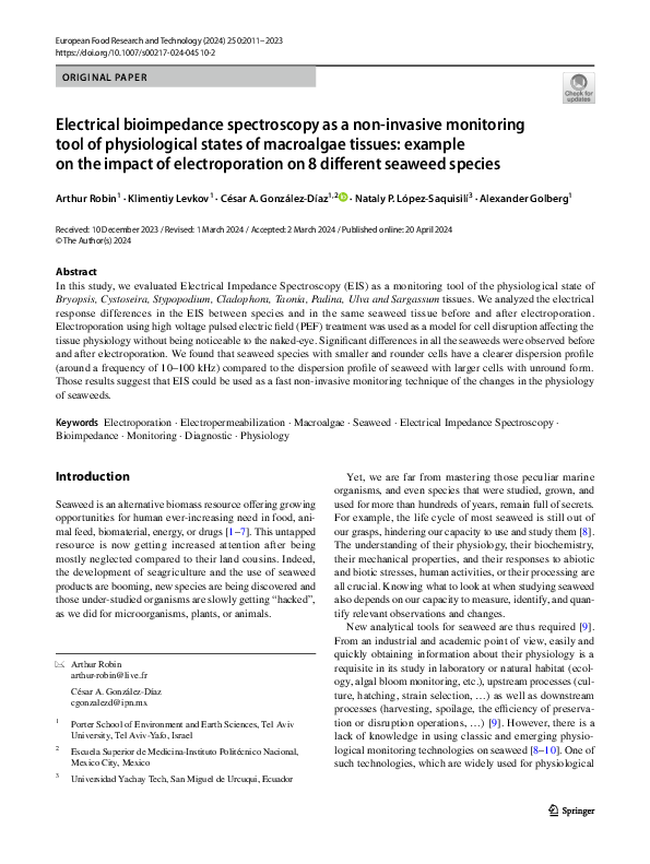 (PDF) Electrical bioimpedance spectroscopy as a non-invasive monitoring tool of physiological ...