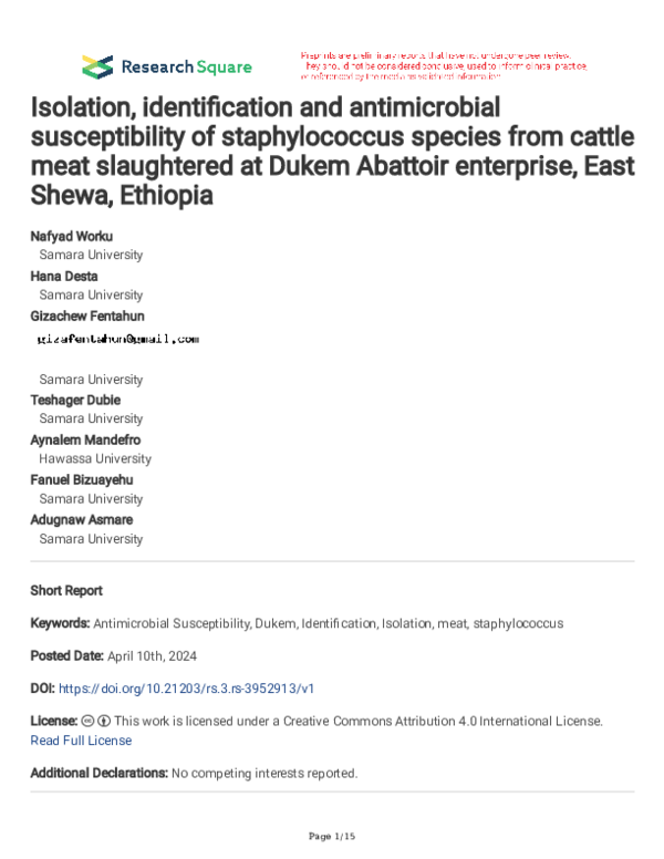 (PDF) Isolation, identification and antimicrobial susceptibility of ...