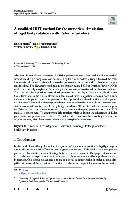 (PDF) A modified HHT method for the numerical simulation of rigid body ...