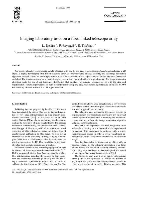 (PDF) Imaging laboratory tests on a fiber linked telescope array