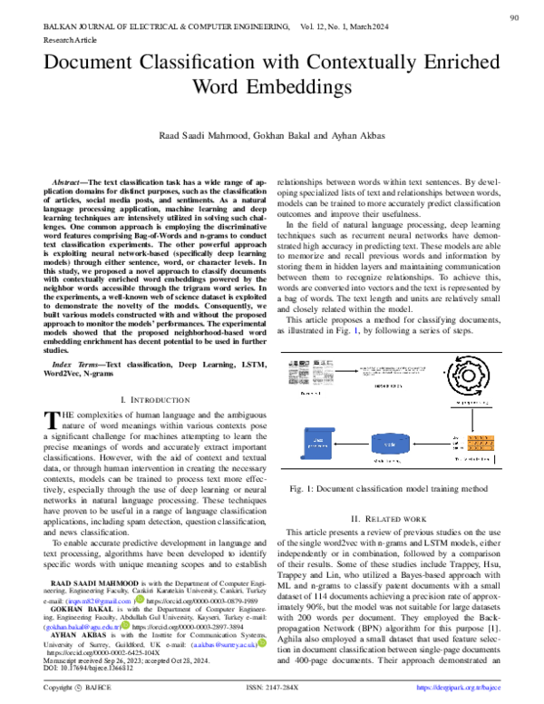 (PDF) Document Classification with Contextually Enriched Word ... (PDF) Document Classification with Contextually Enriched Word ...