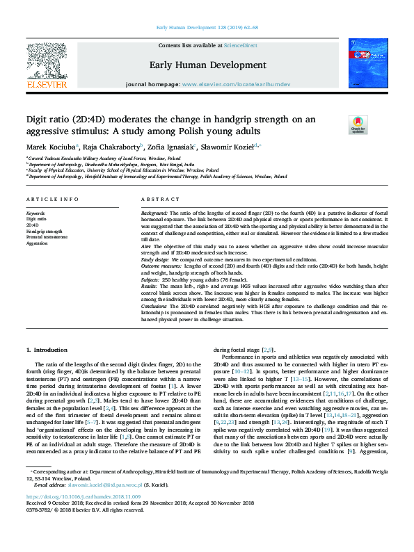 (PDF) Digit ratio (2D:4D) moderates the change in handgrip strength on ...