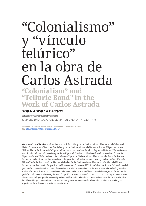 (PDF) “Colonialismo” y “vínculo telúrico” en la obra de Carlos Astrada