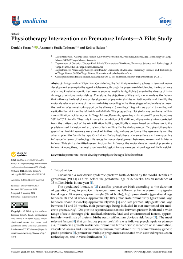 (PDF) Physiotherapy Intervention on Premature Infants—A Pilot Study
