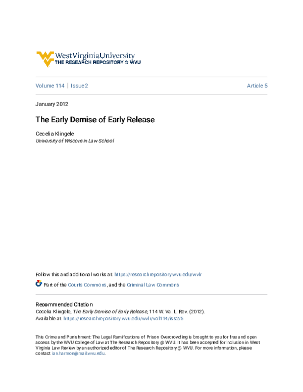 (PDF) The Early Demise of Early Release