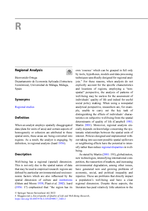 (PDF) Regional Analysis