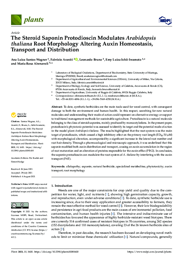 (PDF) The Steroid Saponin Protodioscin Modulates Arabidopsis thaliana ...