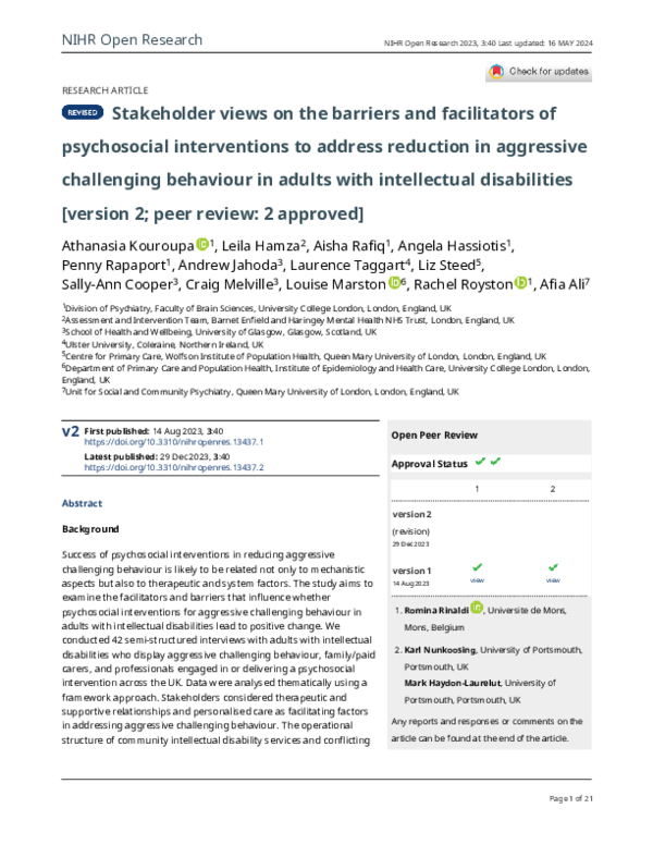 (PDF) Peer Review Report For: Stakeholder views on the barriers and ...