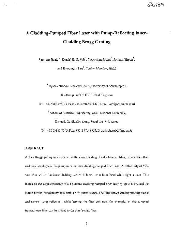 (PDF) A Cladding-Pumped Fiber Laser With Pump-Reflecting Inner-Cladding ...