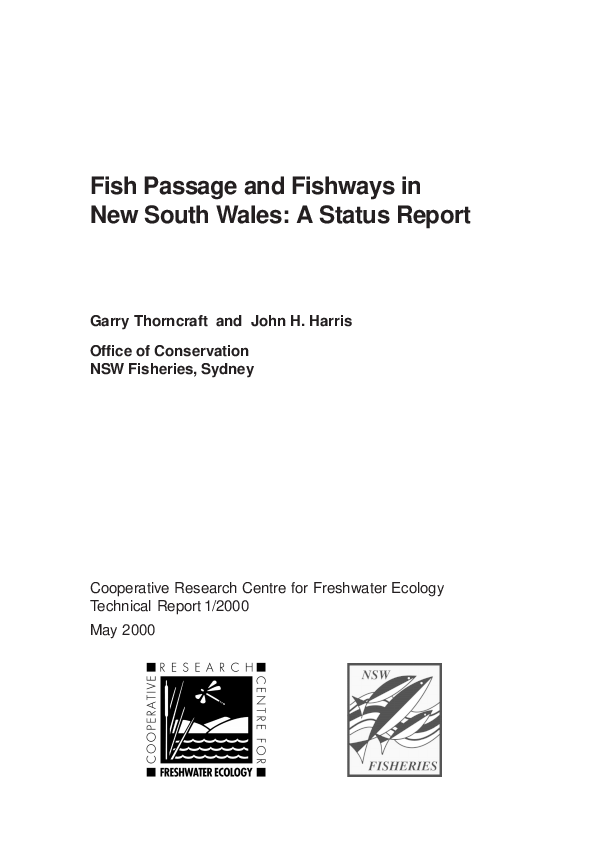 (PDF) Fish passage and fishways in New South Wales: A status report