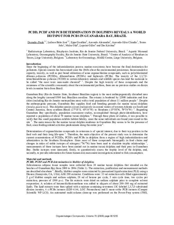 (PDF) PCDD, PCDF and PCB determination in dolphins reveals a world ...