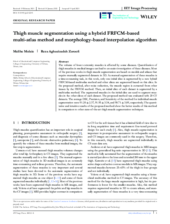 (PDF) Thigh muscle segmentation using a hybrid FRFCM‐based multi‐atlas method and morphology ...