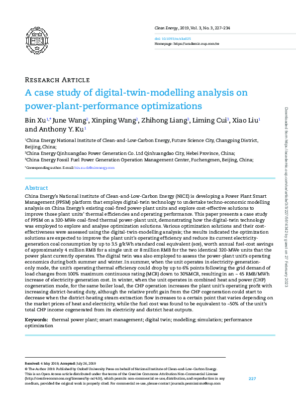 (PDF) A case study of digital-twin-modelling analysis on power-plant-performance optimizations