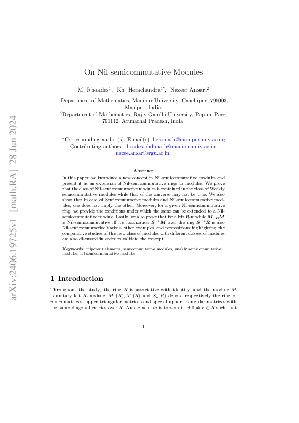 (PDF) On Nil-semicommutative Modules