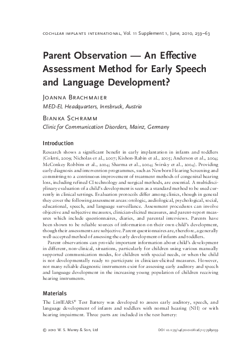 (PDF) Parent Observation — An Effective Assessment Method for Early ...