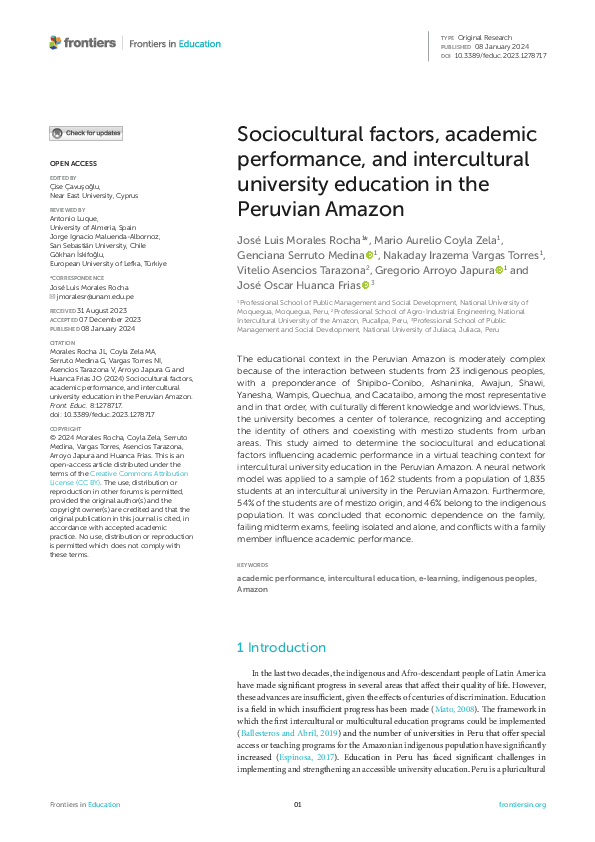 (PDF) Sociocultural factors, academic performance, and intercultural ...