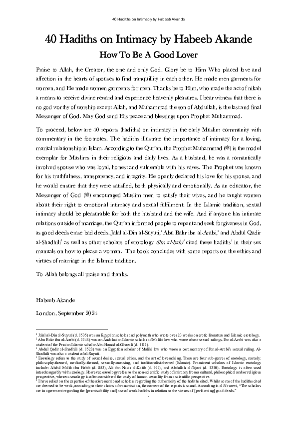 (PDF) 40 Hadiths on Intimacy