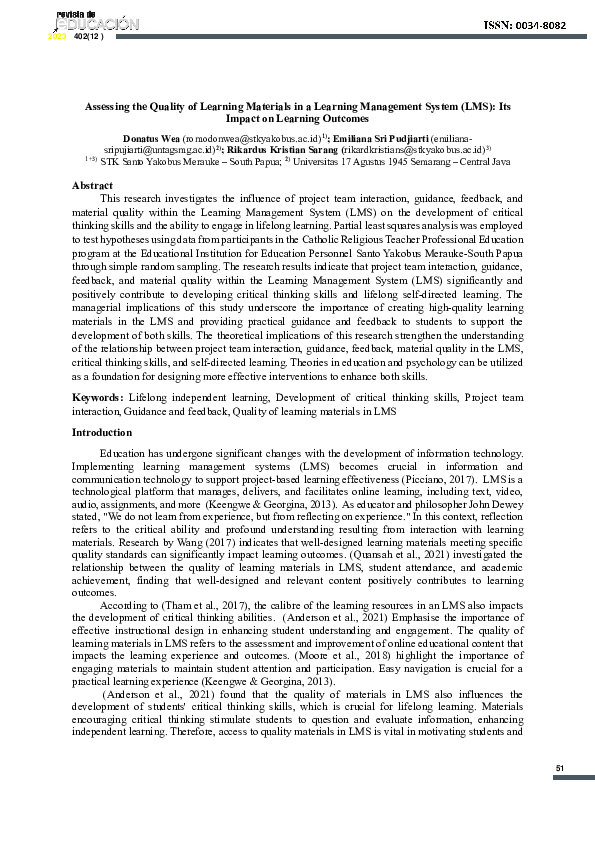 (PDF) Assessing the Quality of Learning Materials in a Learning ...