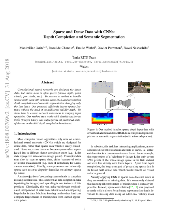 (PDF) Sparse and Dense Data with CNNs: Depth Completion and Semantic ...