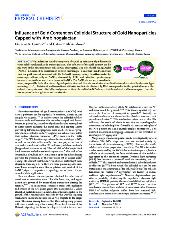 (PDF) Influence of Gold Content on Colloidal Structure of Gold ...