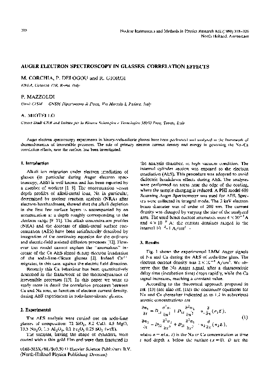 (PDF) Auger electron spectroscopy in glasses: Correlation effects