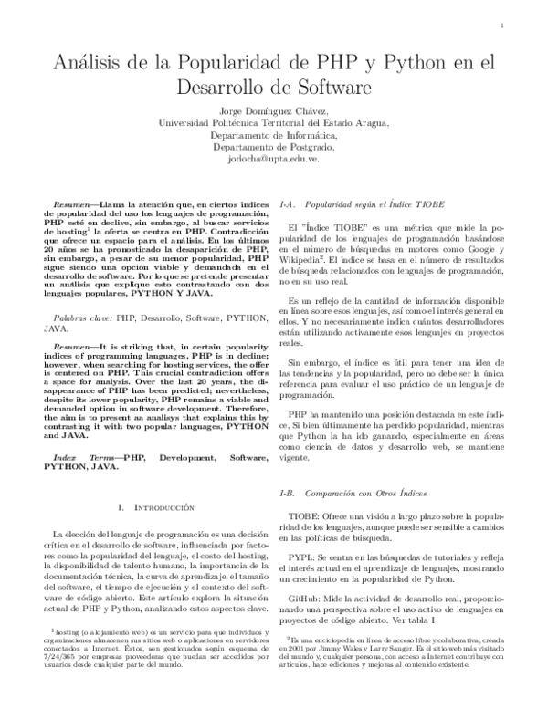 (PDF) Análisis de la Popularidad de PHP y Python en el Desarrollo de ...