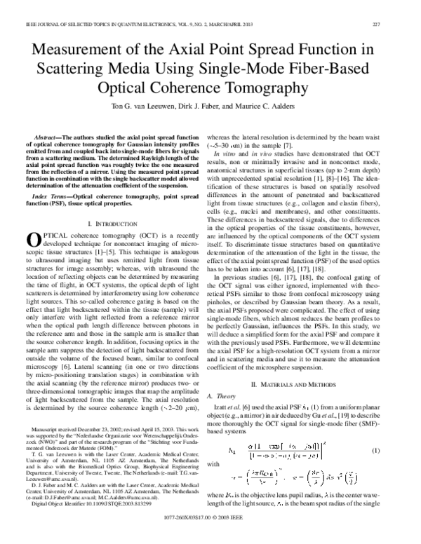 (PDF) Measurement of the axial point spread function in scattering ...