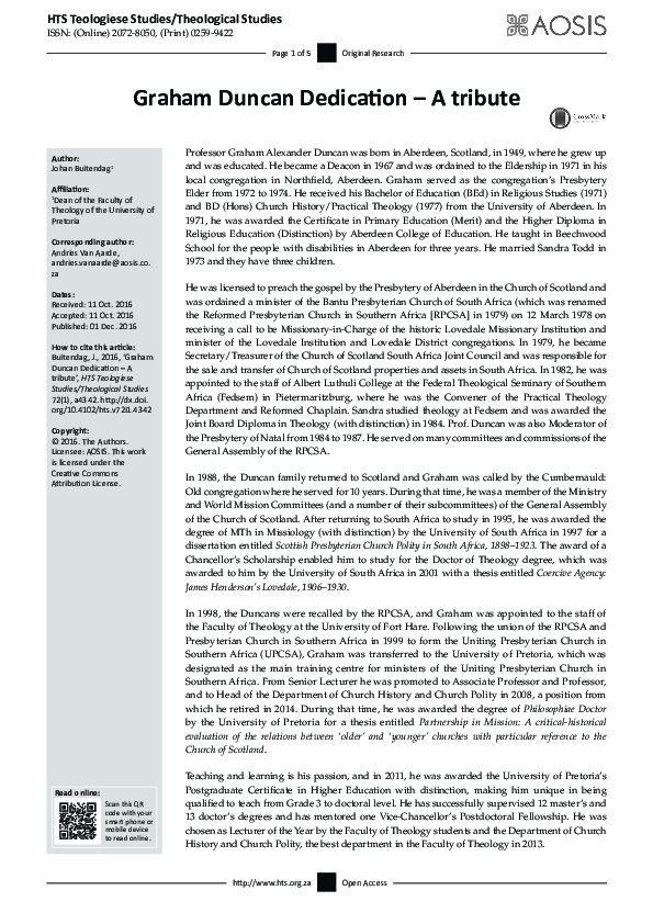 (PDF) Graham Duncan Dedication – A tribute