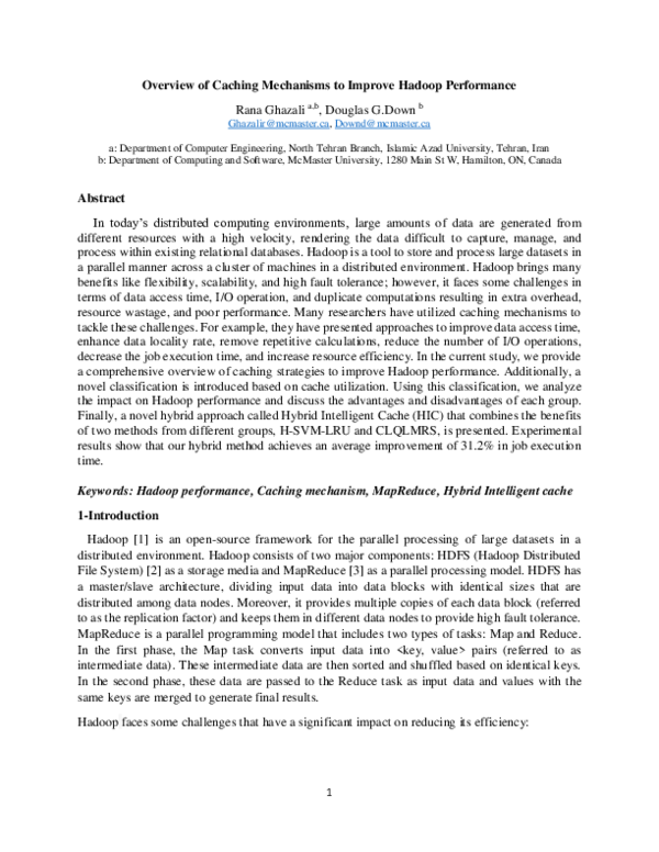 (PDF) Overview of Caching Mechanisms to Improve Hadoop Performance