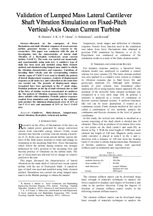(PDF) Validation of Lumped Mass Lateral Cantilever Shaft Vibration ...