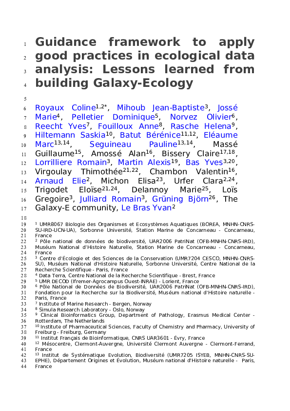 (PDF) Guidance framework to apply good practices in ecological data ...