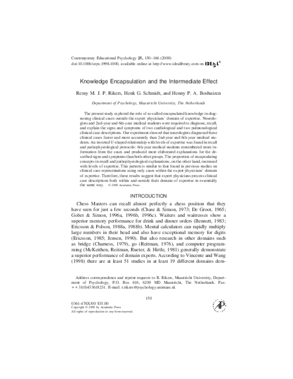 (PDF) Knowledge Encapsulation and the Intermediate Effect | Els Bosh ...
