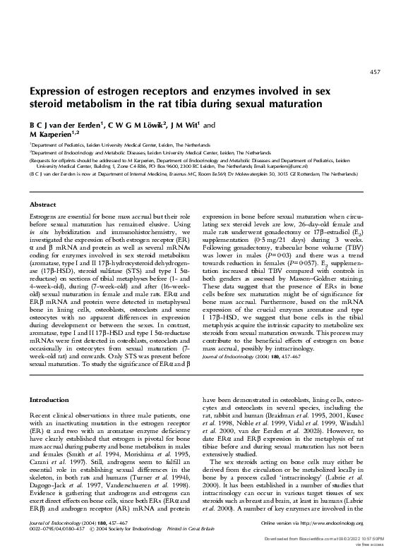 (PDF) Expression of estrogen receptors and enzymes involved in sex ...