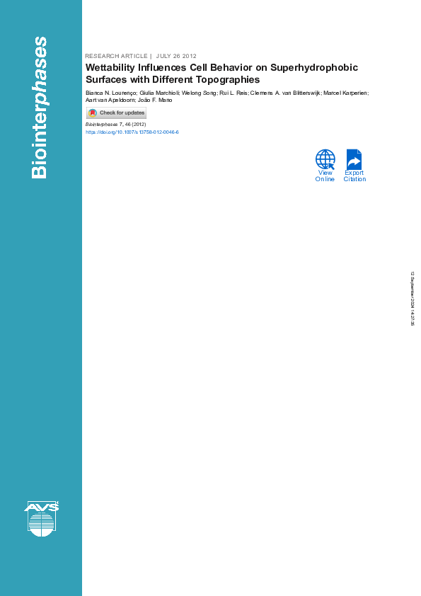 (PDF) Wettability Influences Cell Behavior on Superhydrophobic Surfaces ...