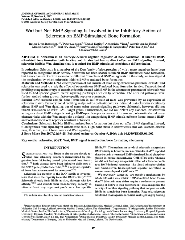 (PDF) Wnt but Not BMP Signaling Is Involved in the Inhibitory Action of ...