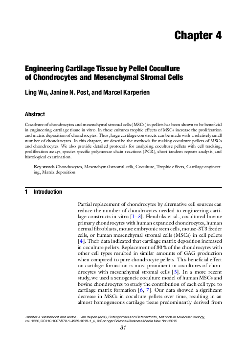 (PDF) Engineering Cartilage Tissue by Pellet Coculture of Chondrocytes ...