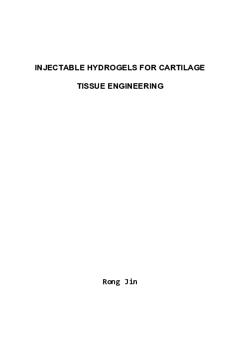 (PDF) Injectable hydrogels for cartilage tissue engineering