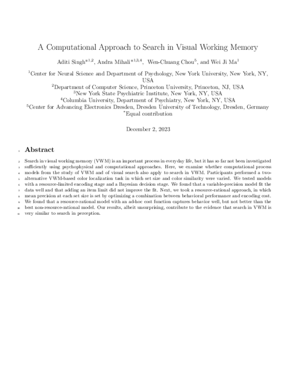 Pdf A Computational Approach To Search In Visual Working Memory