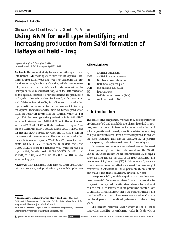 (PDF) Using ANN for well type identifying and increasing production ...